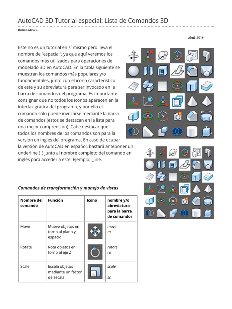 Comandos 3D más utilizados en AutoCAD | PDF | Cad automático | Geometría