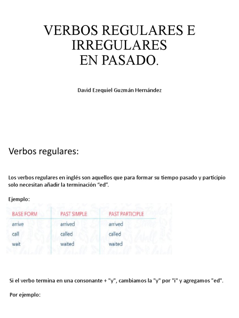 Verbos Regulares e Irregulares | PDF