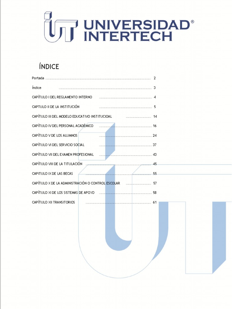 Reglamento Escolar TSM Universidad Intertech | PDF | Prueba (evaluación) | Plan de estudios