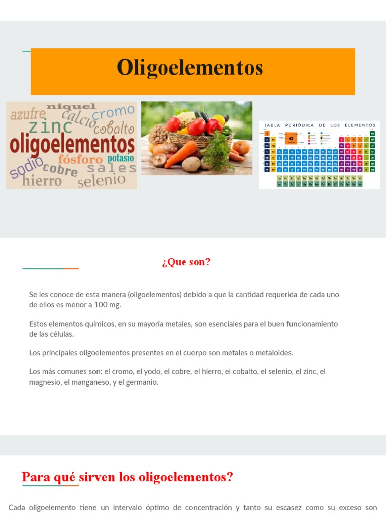 Presentación Oligoelementos | PDF | Vegetales | Yodo