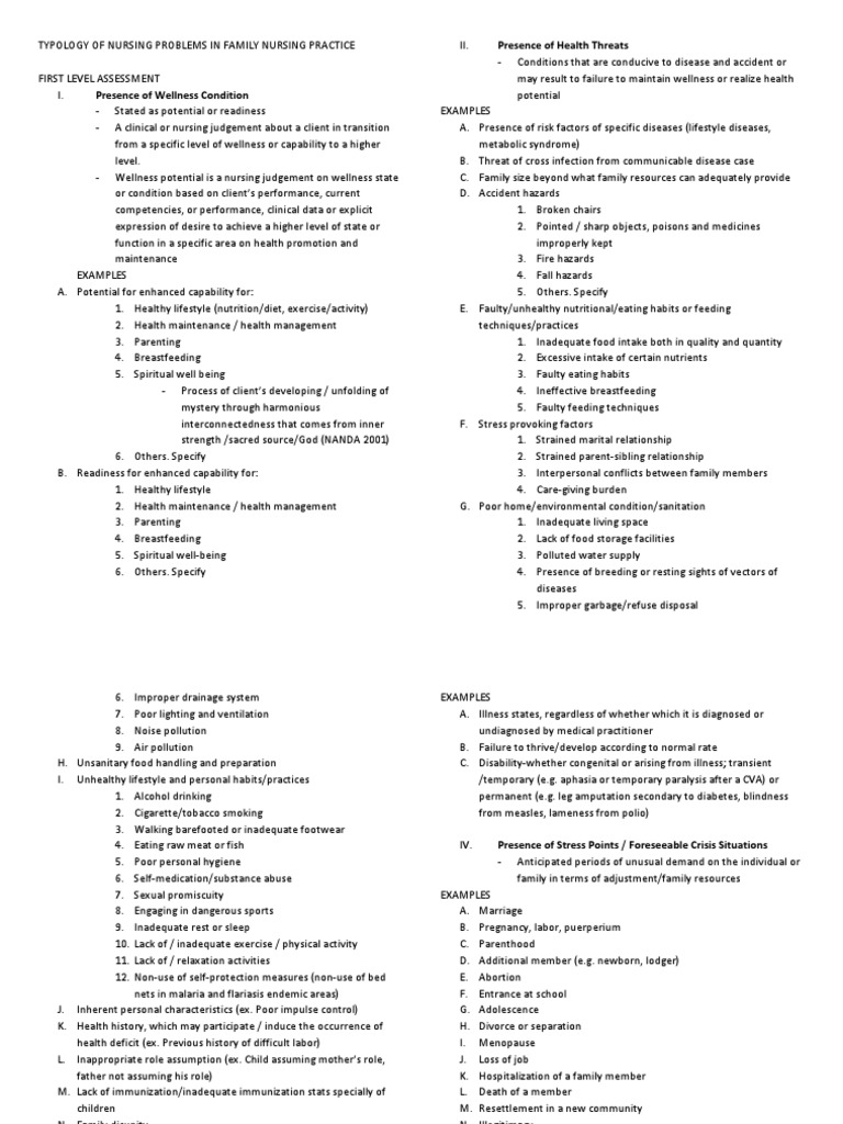 First Level Family Health Assessment | PDF | Health Sciences | Public ...