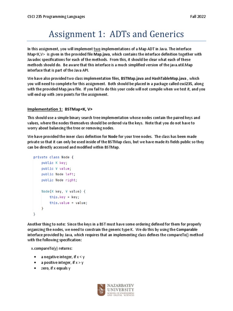 CSCI235 Assignment1 F2022 | PDF | Class (Computer Programming) | Java (Programming Language)