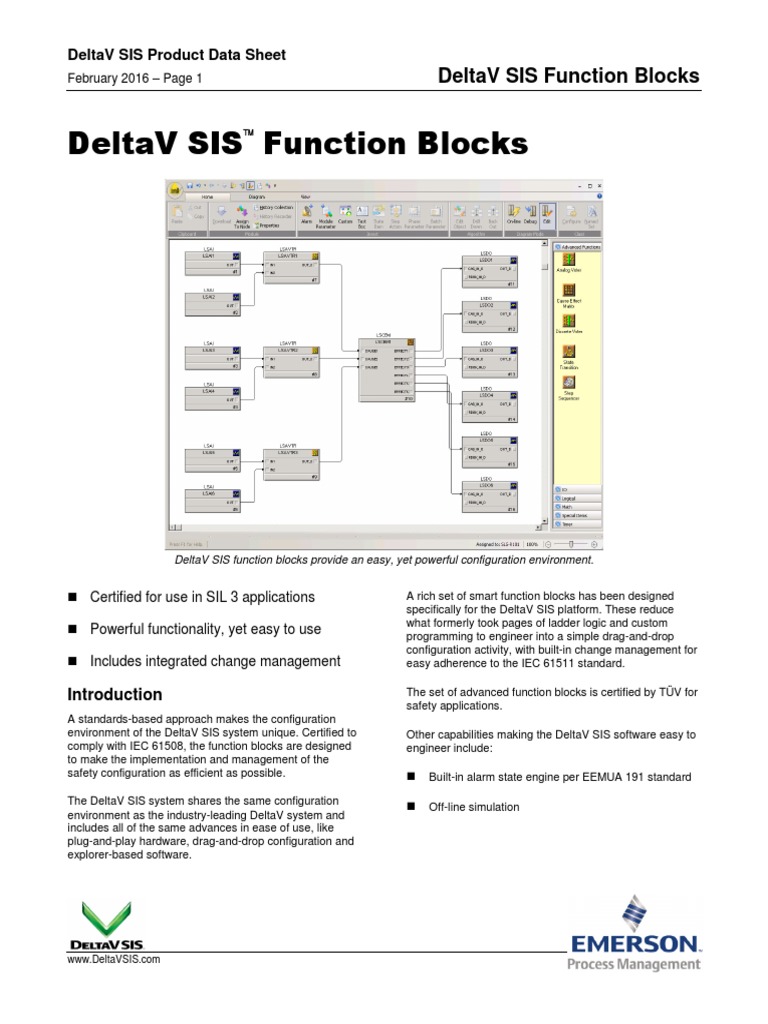 Product Data Sheet Deltav Sis Function Blocks en 57464 | PDF | Input/Output | Electrical Engineering