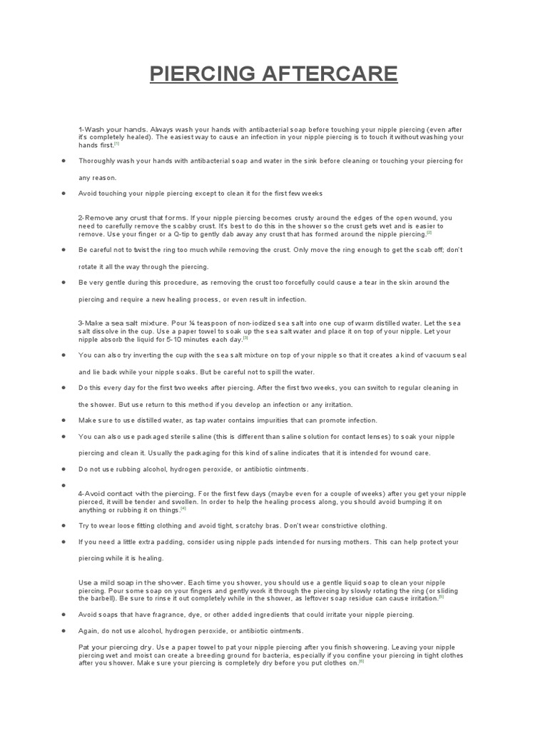 Aftercare Piercing | PDF | Soap | Wound