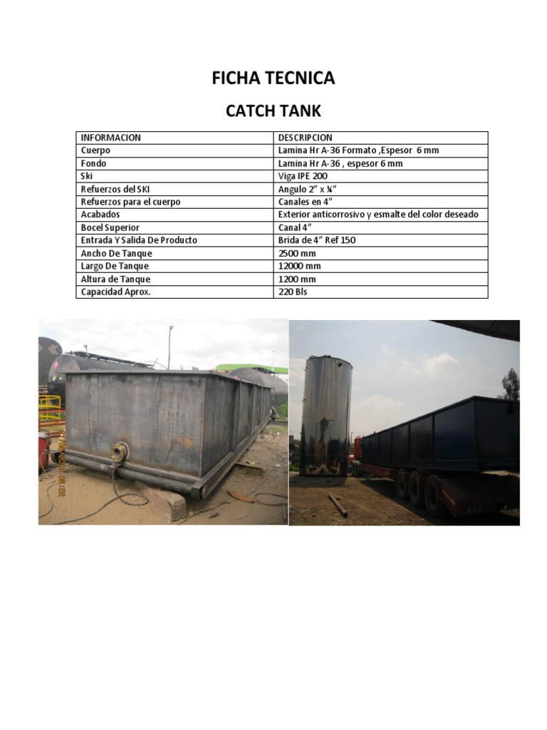 Ficha Tecnica Catch Tank | PDF