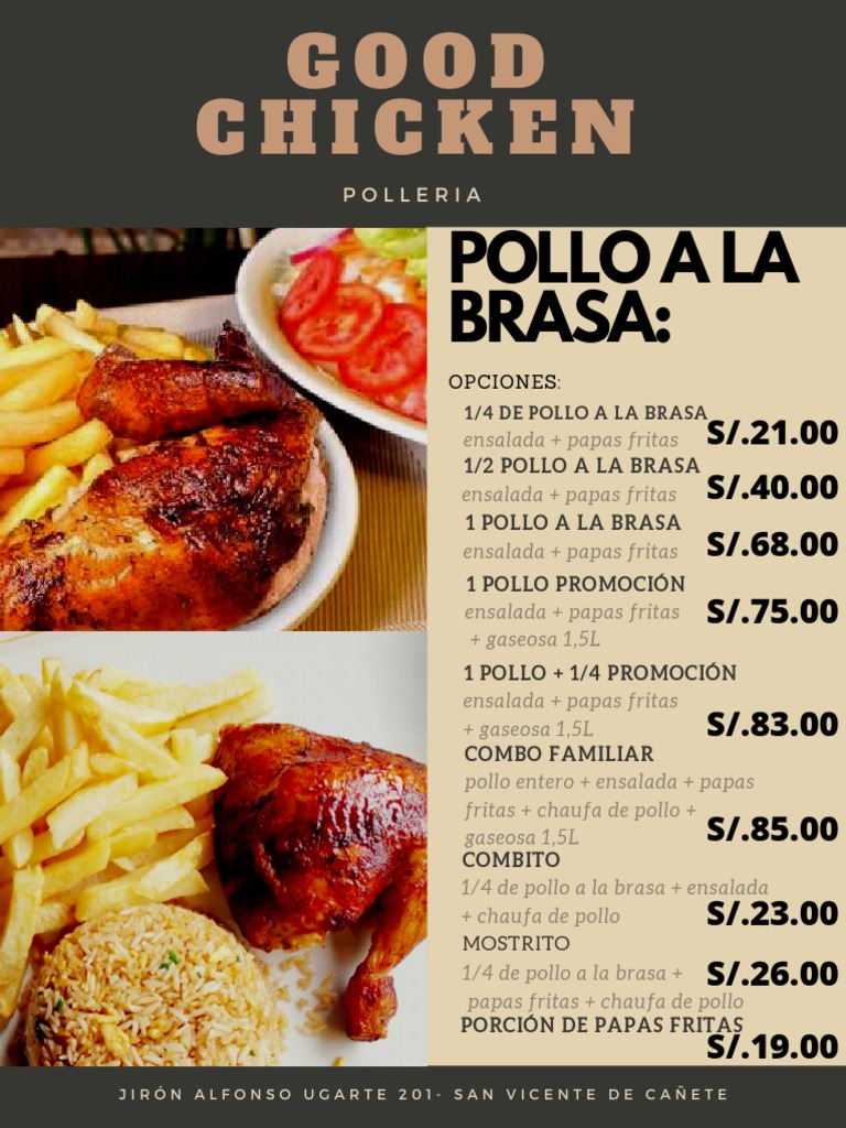 Carta Good Chicken Polleria.. | PDF | Alimentos | Cocina