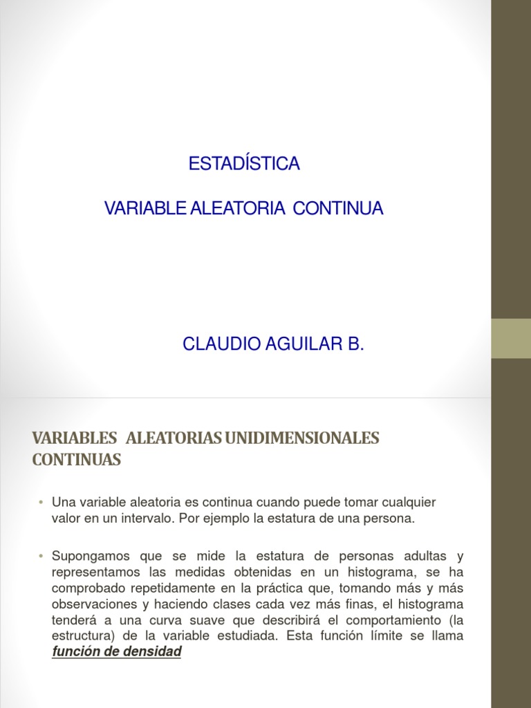 Variable Aleatoria Continua - PPT | PDF | Distribución normal ...