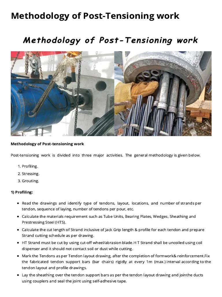 Post-Tensioning Work Methodology | PDF | Prestressed Concrete ...