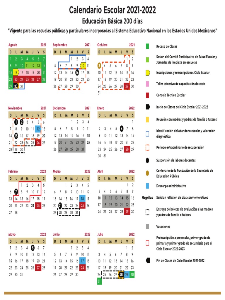 Calendario Escolar 2021 2022 | PDF