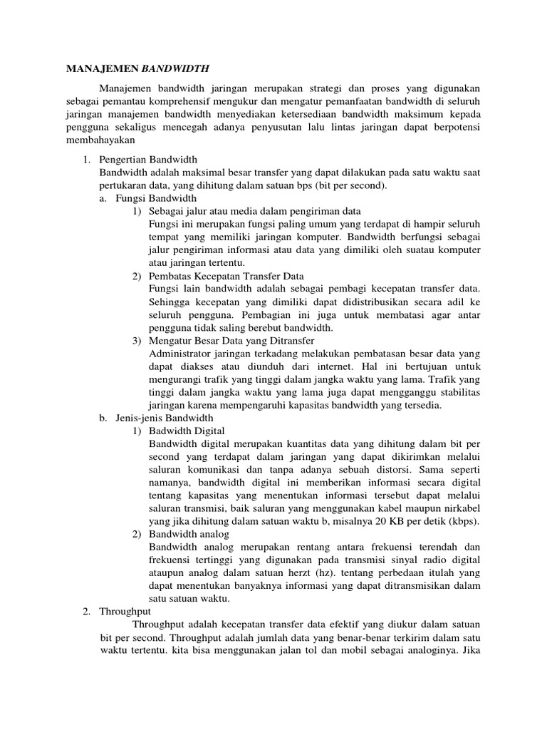 Manajemen Bandwidth Sederhana | PDF