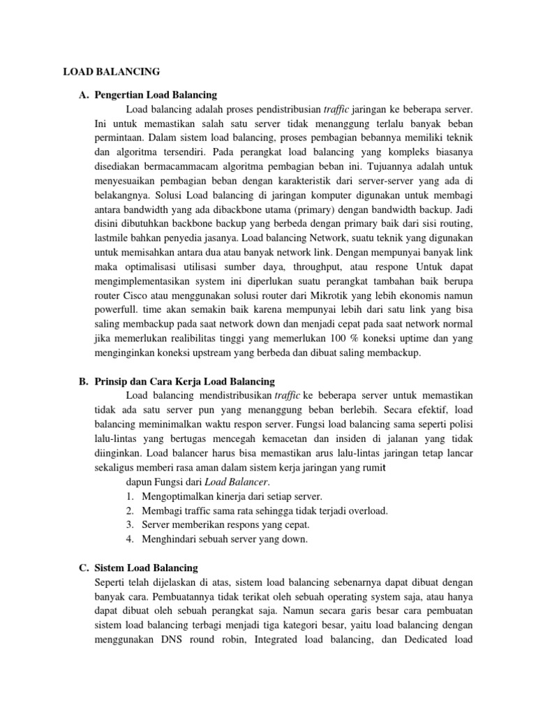 Panduan Lengkap Load Balancing Jaringan | PDF | Komputer