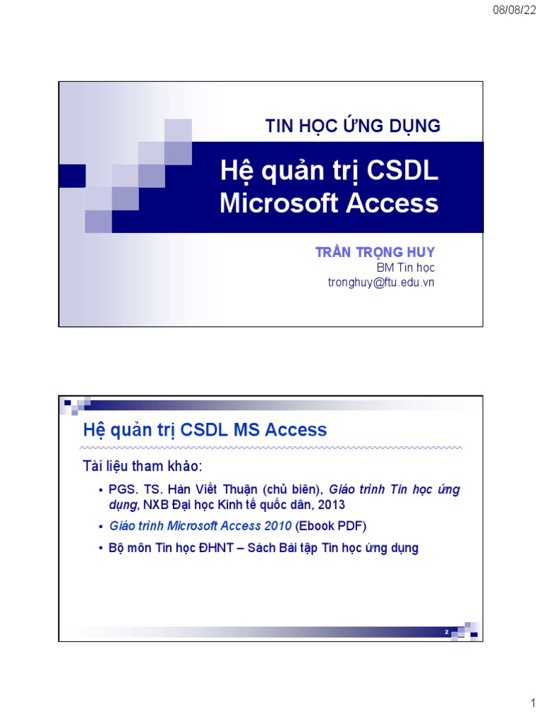 Bai Giang THUD Access Chuong 1 H | PDF