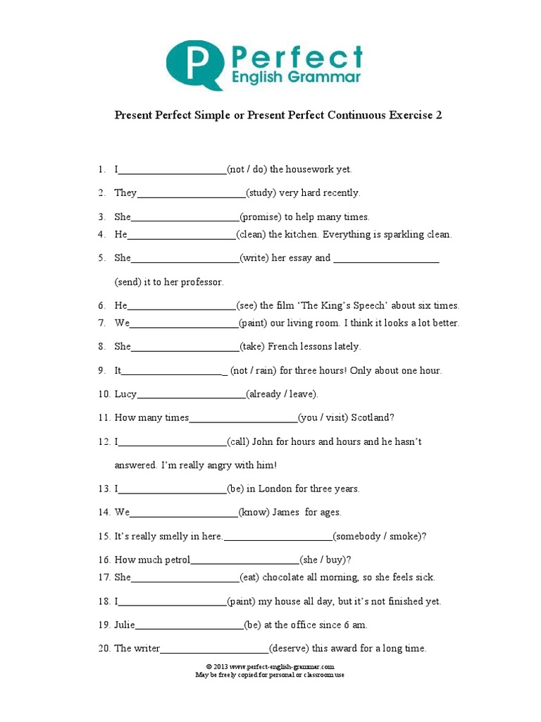 Exercises With Present Perfect Simple | PDF