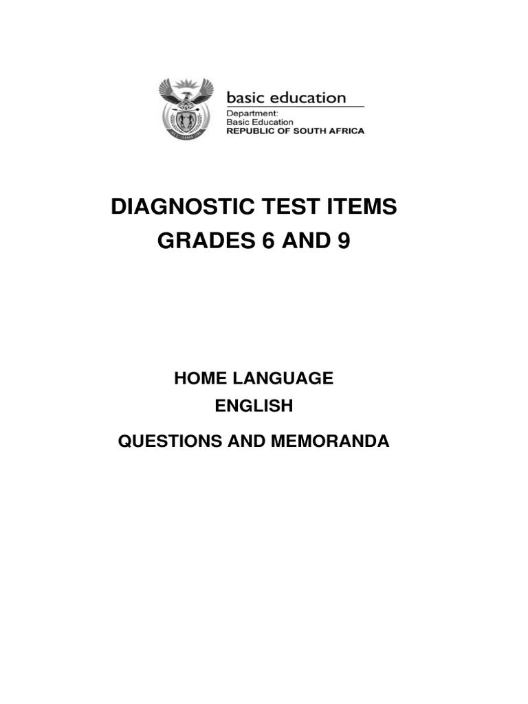 Grade 6 and 9 English HL Diagnostic Test Items | PDF | Educational ...