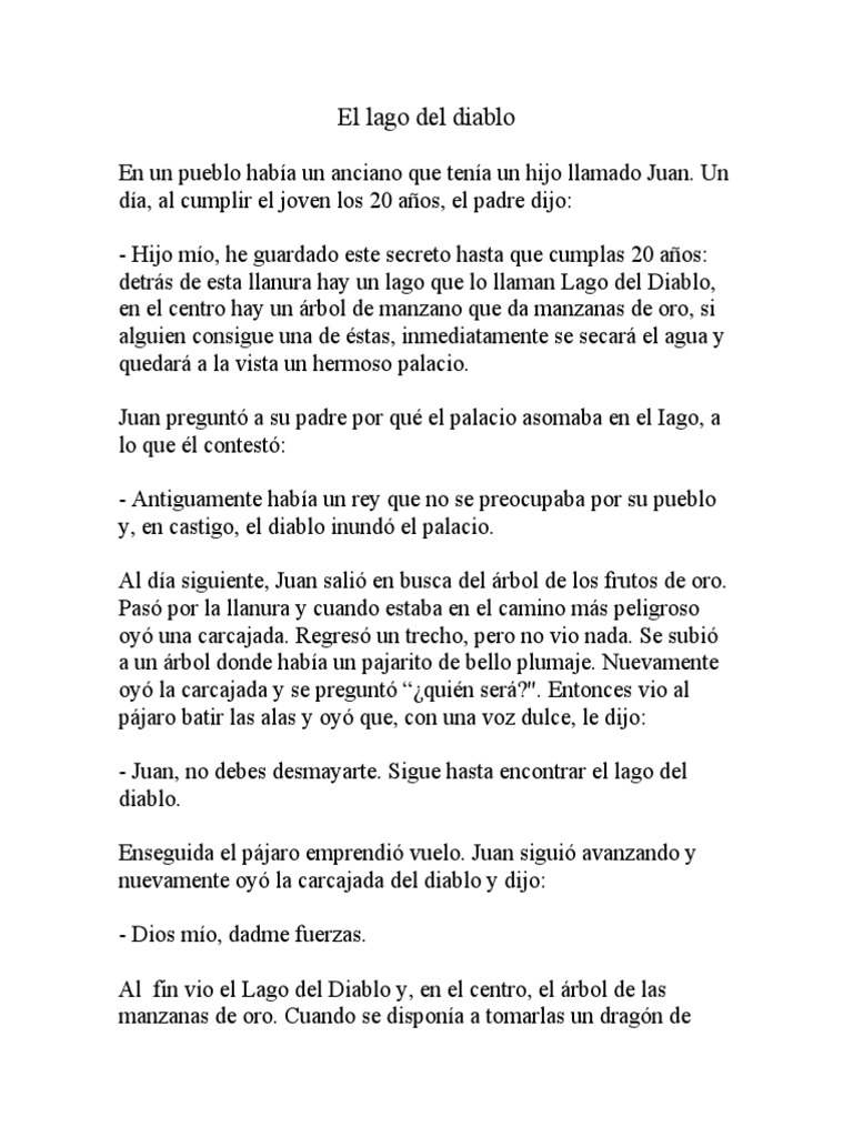 Cuento El Lago Del Diablo | PDF