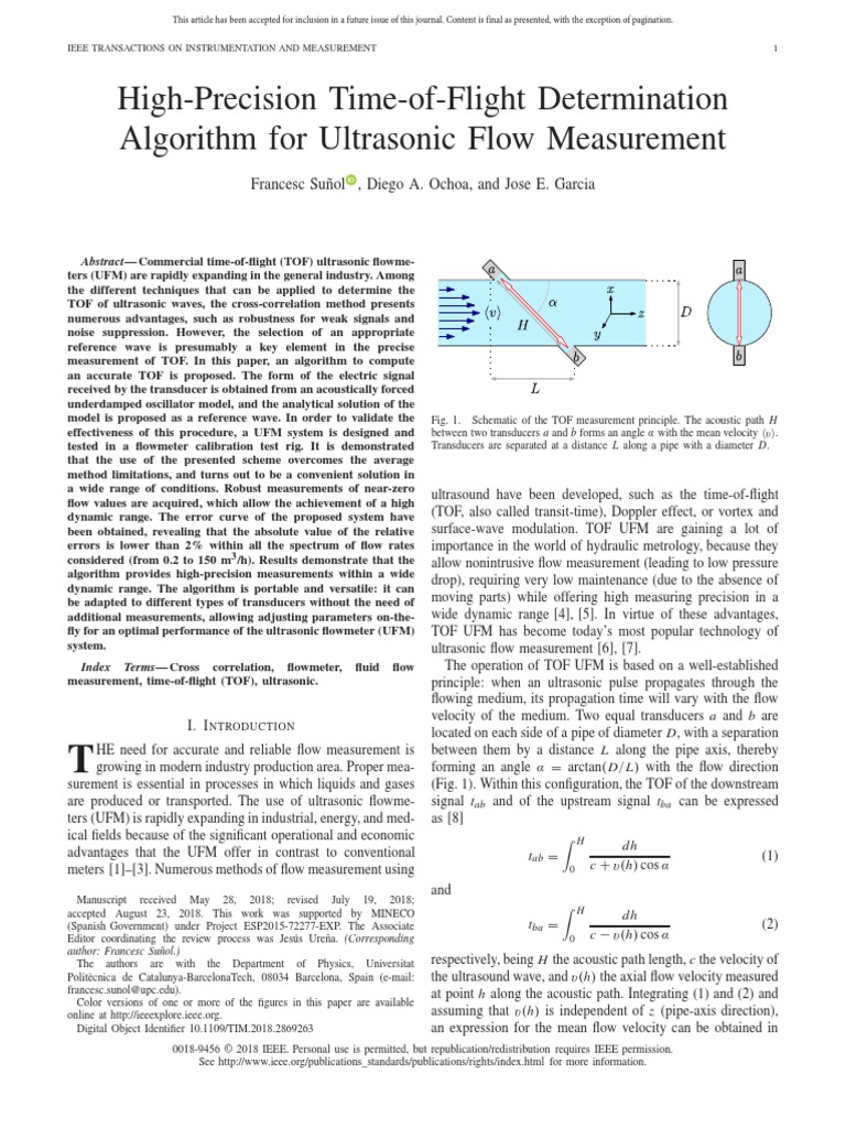 High Precision Time Of Flight Determination Algorithm For Ultrasonic