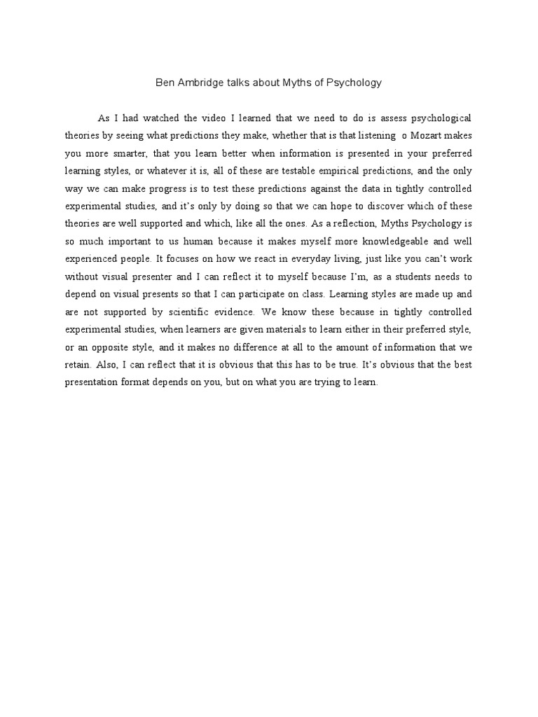 Ben Ambridge Talks About Myths of Psychology | PDF
