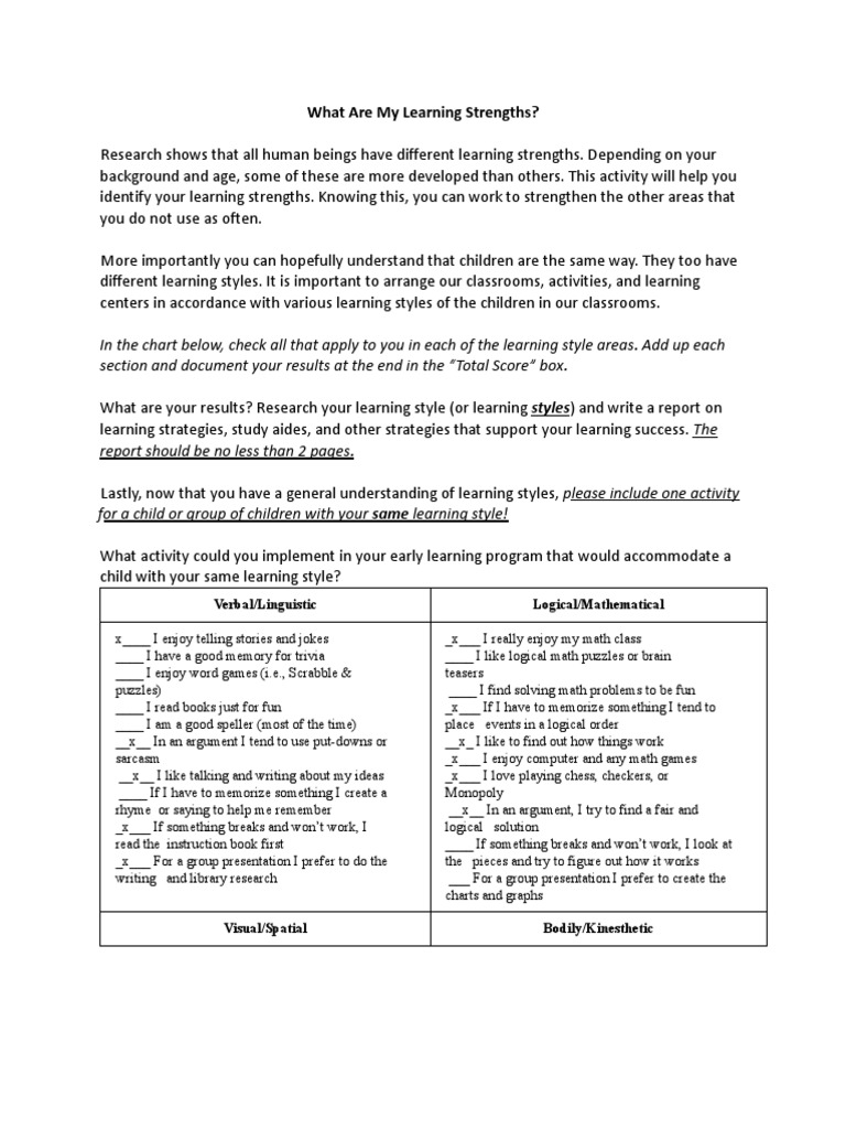 What Are My Learning Strengths | PDF | Learning | Learning Styles