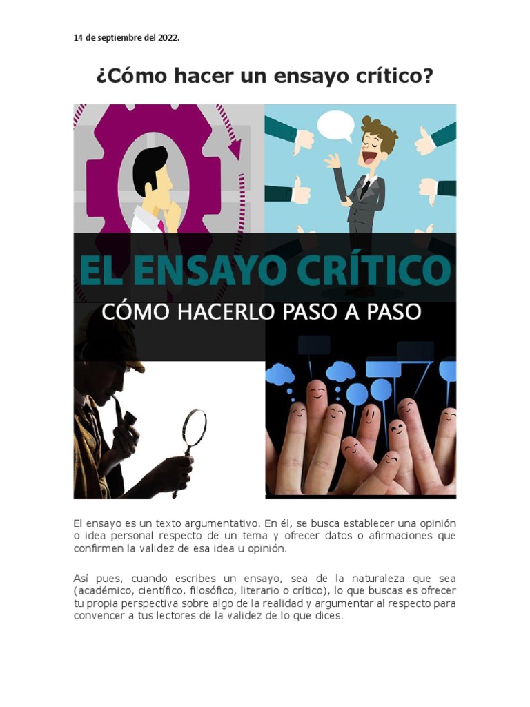 Cómo Hacer Un Ensayo Crítico | PDF | Ensayos | Escritura