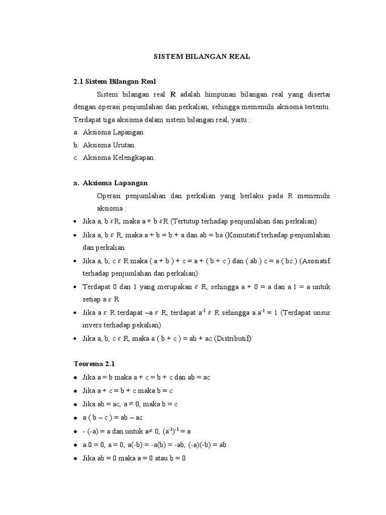 Sistem Bilangan Real | PDF | Sains & Matematika