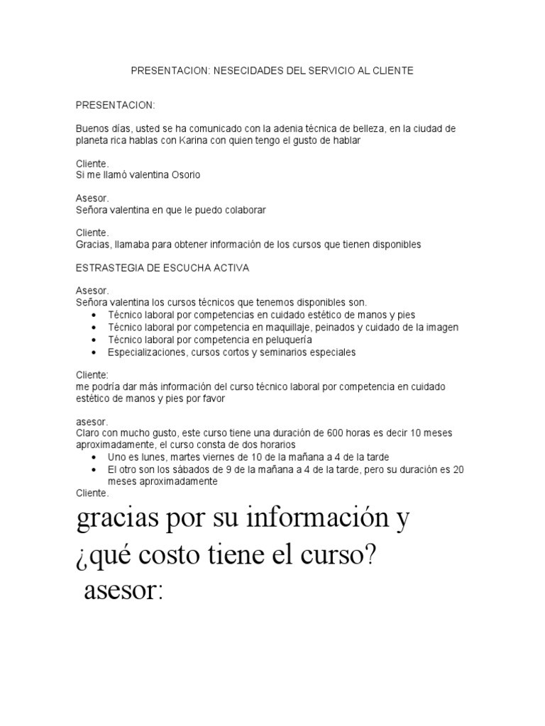 Servicio Al Cliente Trabajo | PDF | Crecimiento personal y profesional ...