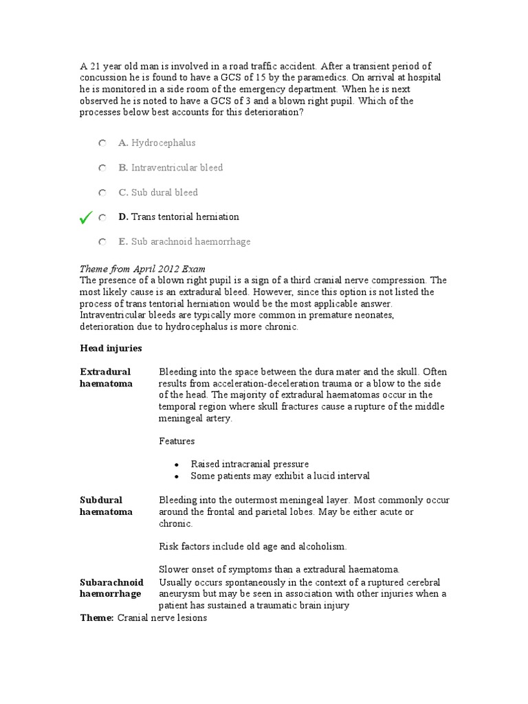 Mrcs Neurosurgery | PDF | Traumatic Brain Injury | Human Anatomy