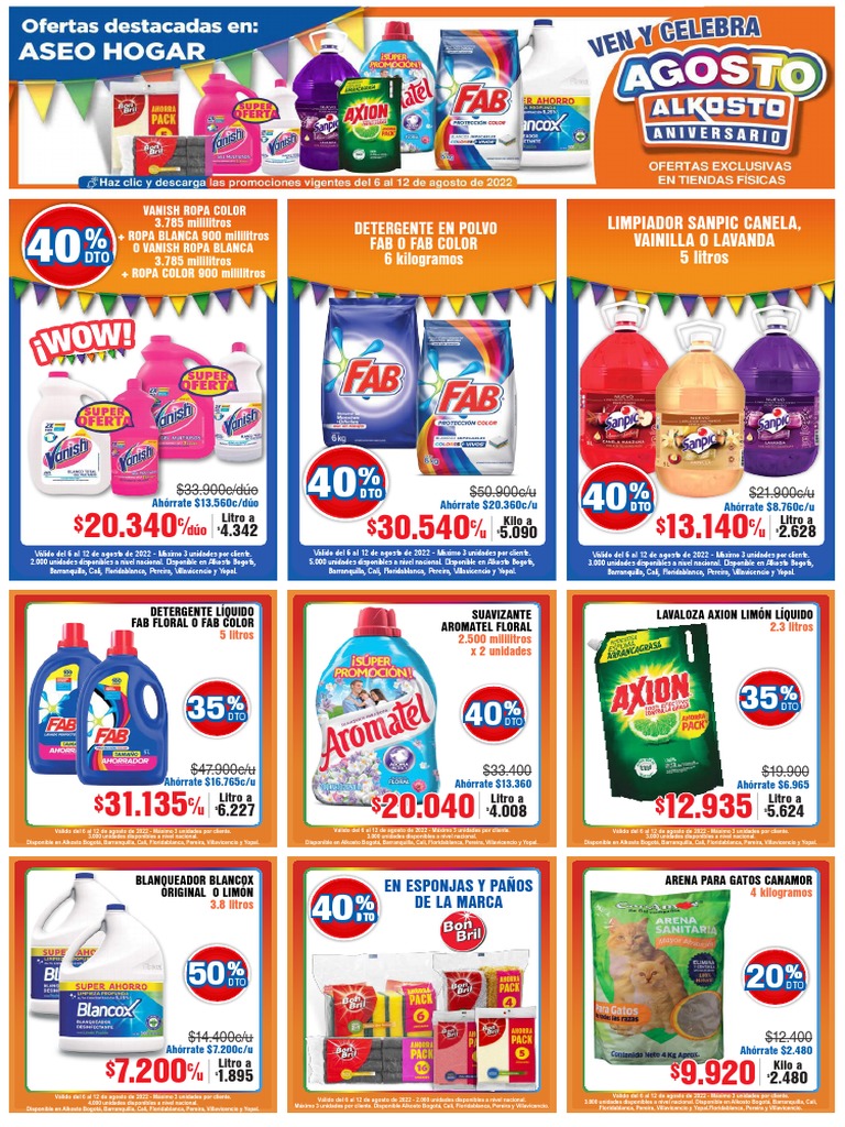 Alkosto Separata Digital Mercado Aseo Hogar 06082022 | PDF | Unidades de medida | Cantidades fisicas