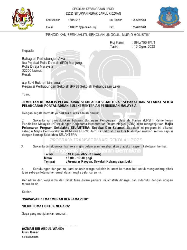 Surat Jemputan PPS | PDF