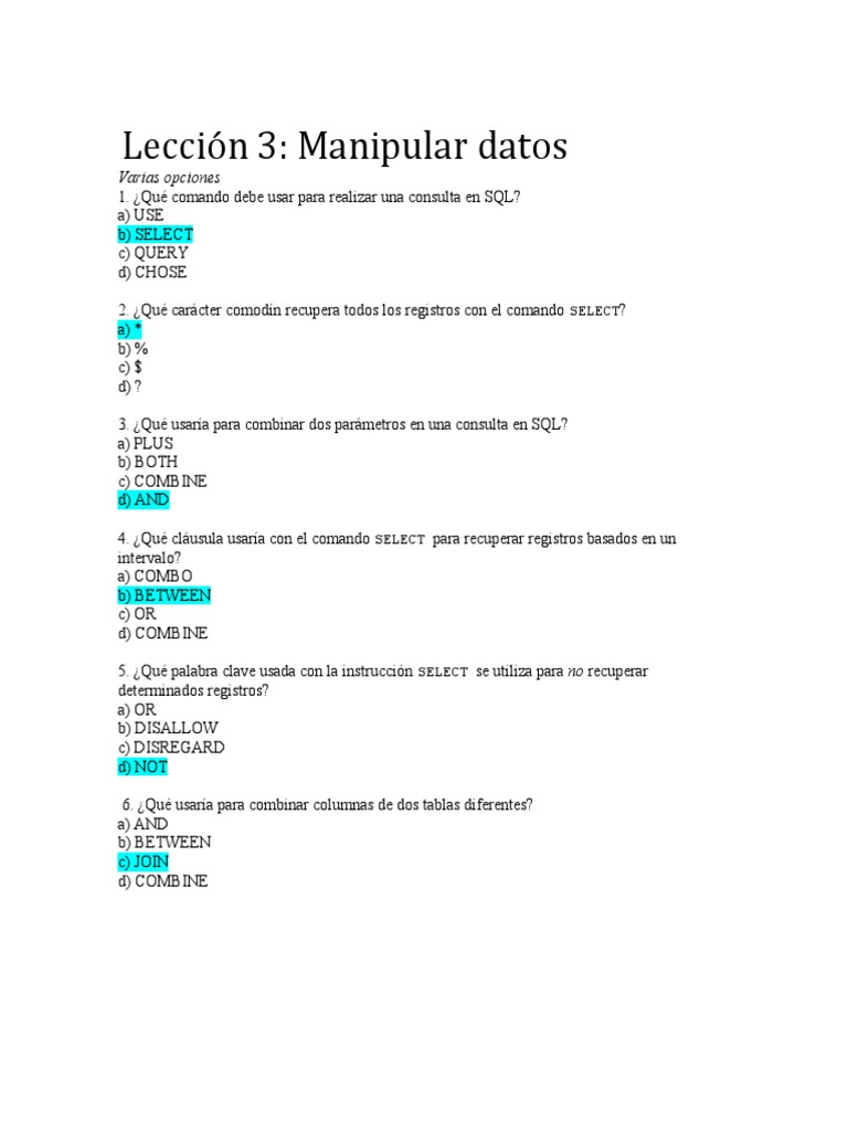 Lección 3 | PDF | SQL | Datos