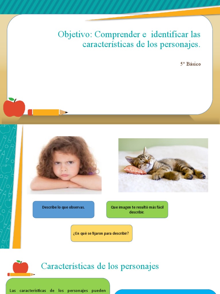 Clase Online. Carcaterísticas de Los Personajes 5° Básico | PDF ...