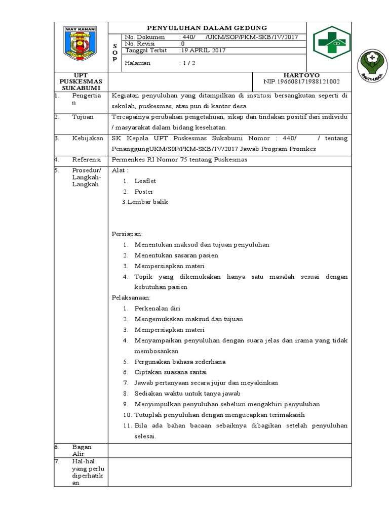 SOP Penyuluhan Dalam Gedung | PDF