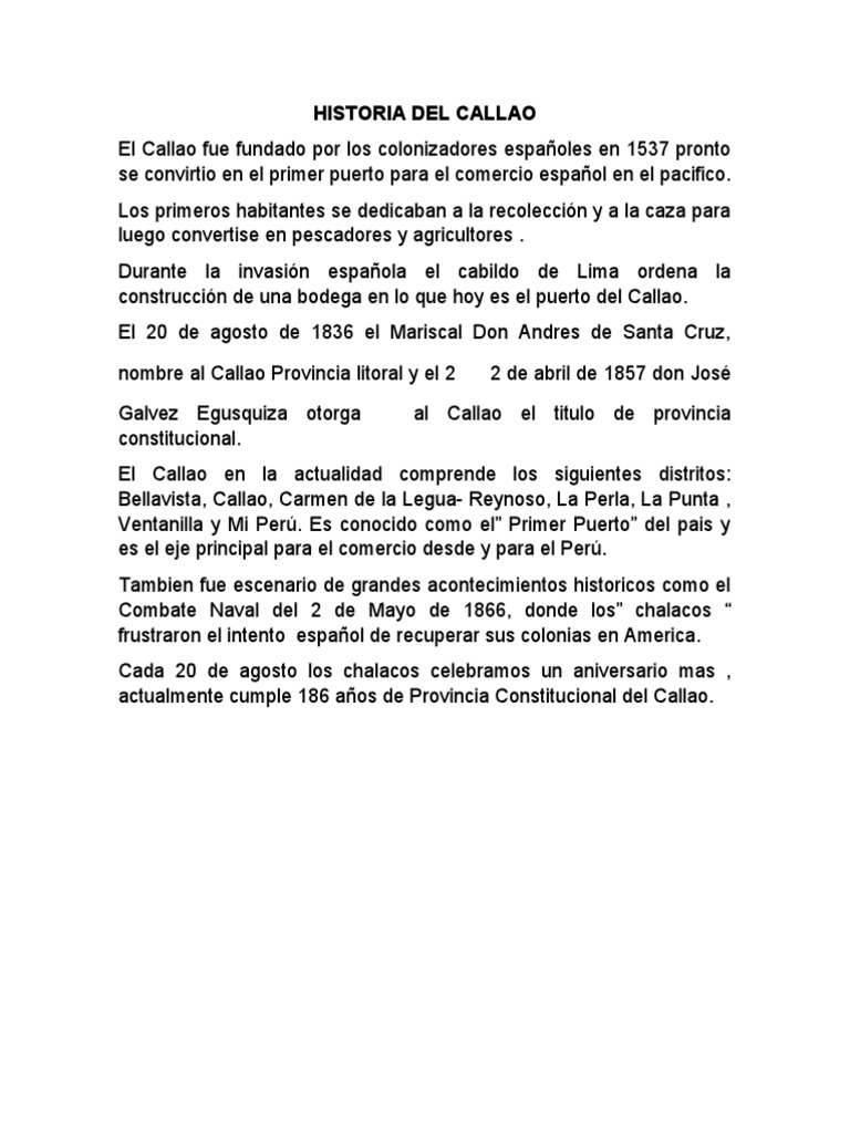 Historia y Fundación del Callao | PDF