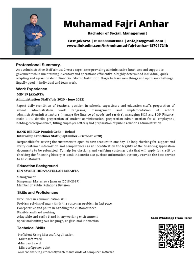 CV ATS - Muhamad Fajri Anhar | PDF | Internship | Job Hunting