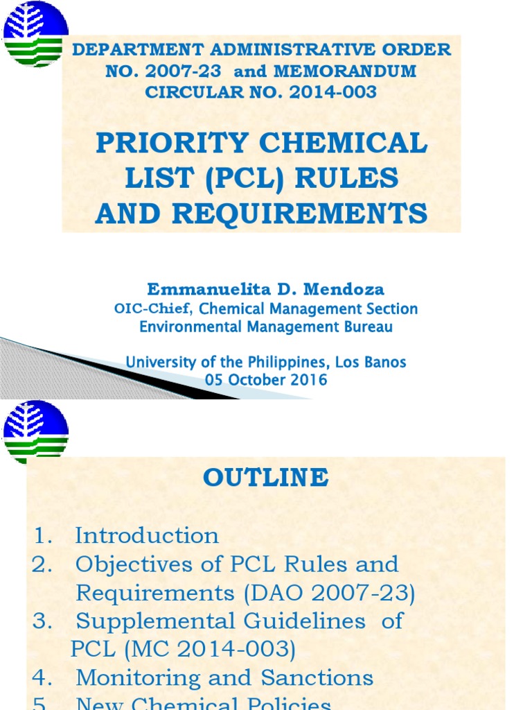 Priority Chemical List PCL Policies | Download Free PDF | Hazardous ...