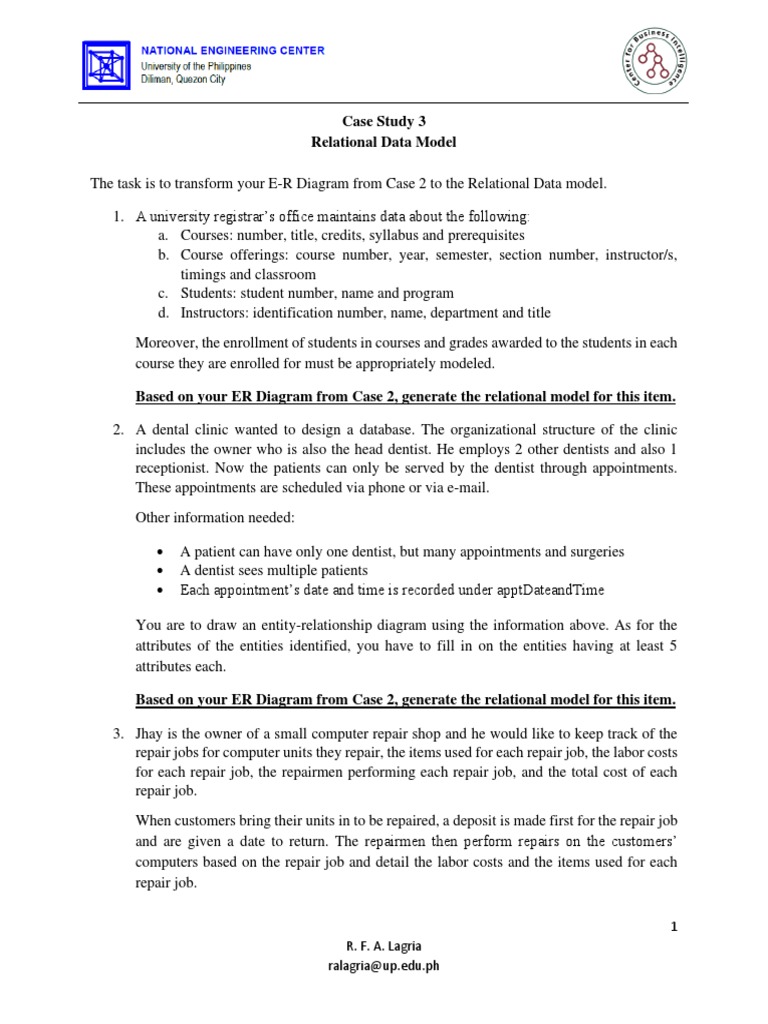 Case 3 - Relational Data Modeling | PDF | Data Model | Relational Database Case 3 - Relational Data Modeling | PDF | Data Model | Relational Database