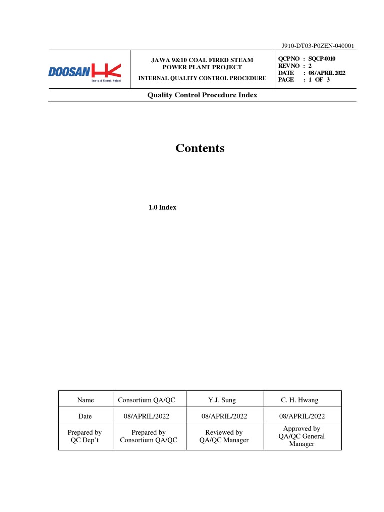 Quality Control Procedure Index) - Rev.2 | PDF | Welding | Construction