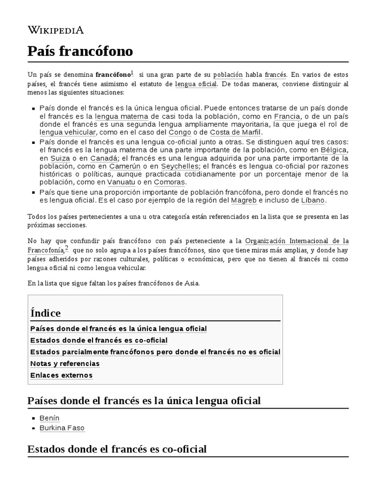 País Francófono | PDF | Idioma francés | Wikipedia