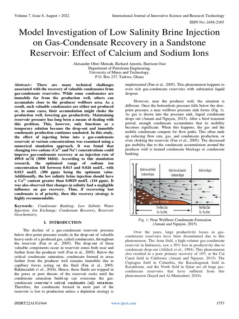 Model Investigation of Low Salinity Brine Injection On Gas-Condensate ...