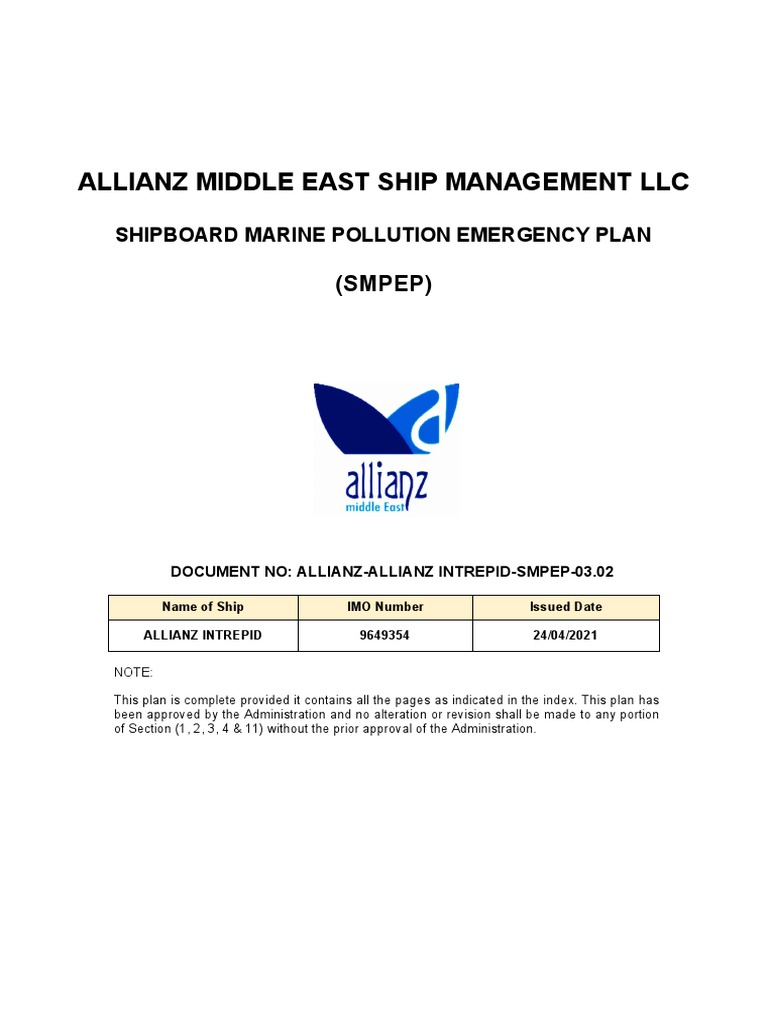 Shipboard Marine Pollution Emergency Plan | PDF | Ships | Oil Spill