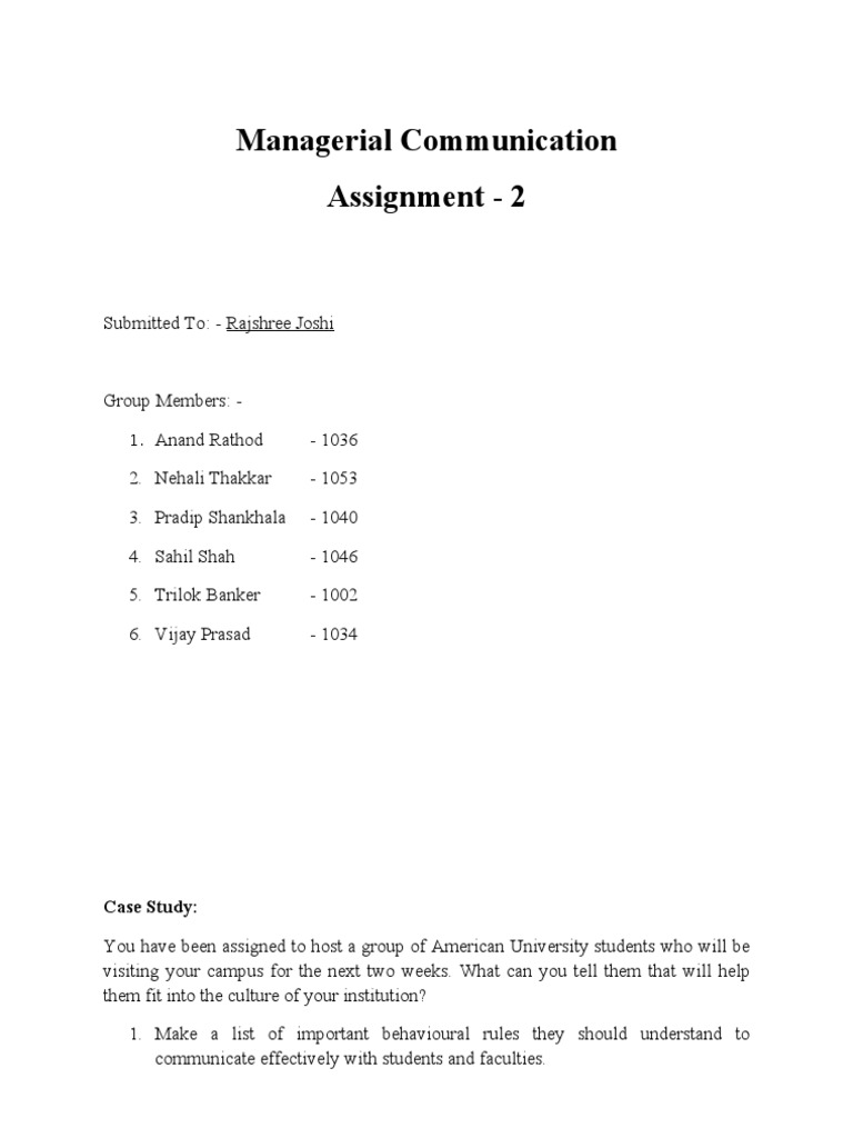 Managerial Communication Assignment - 2: Case Study | PDF | The United ...
