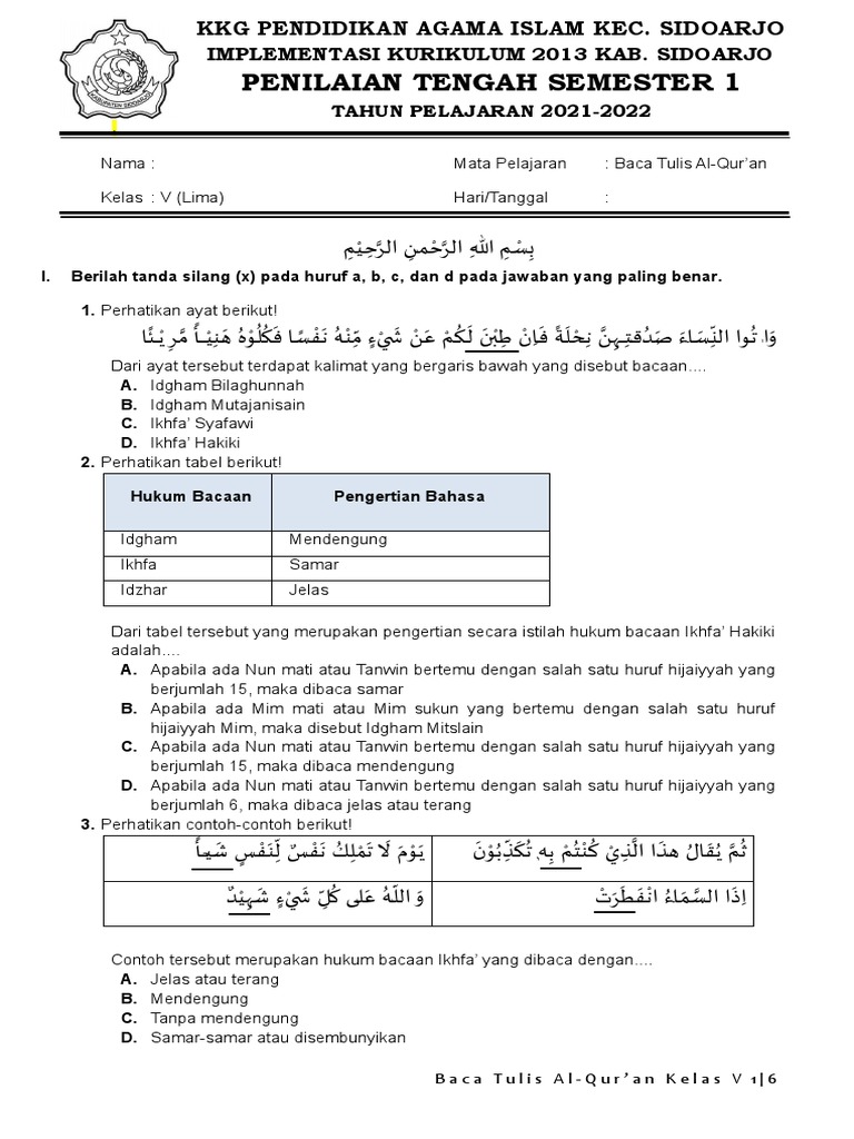 KKG BTQ Kelas 5 | PDF