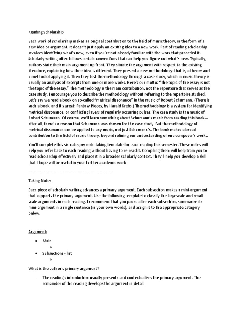 Notetaking Template - Scholarship | PDF | Music Theory | Essays