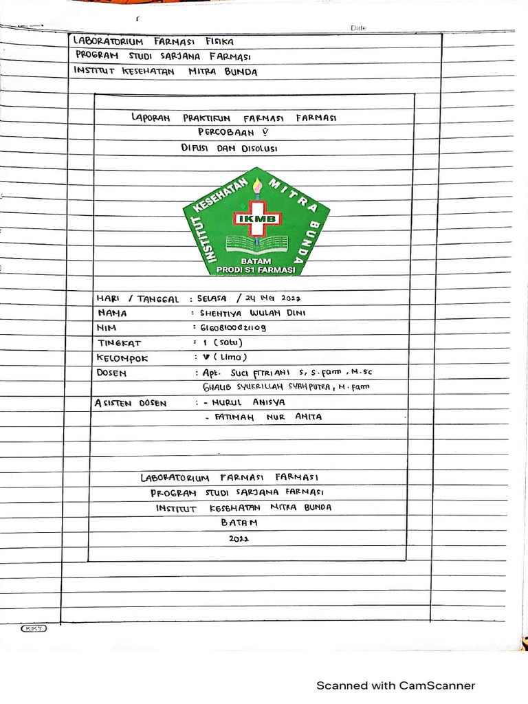 Shentiya Wulan Dini - Laprak Difusi&Disolu | PDF