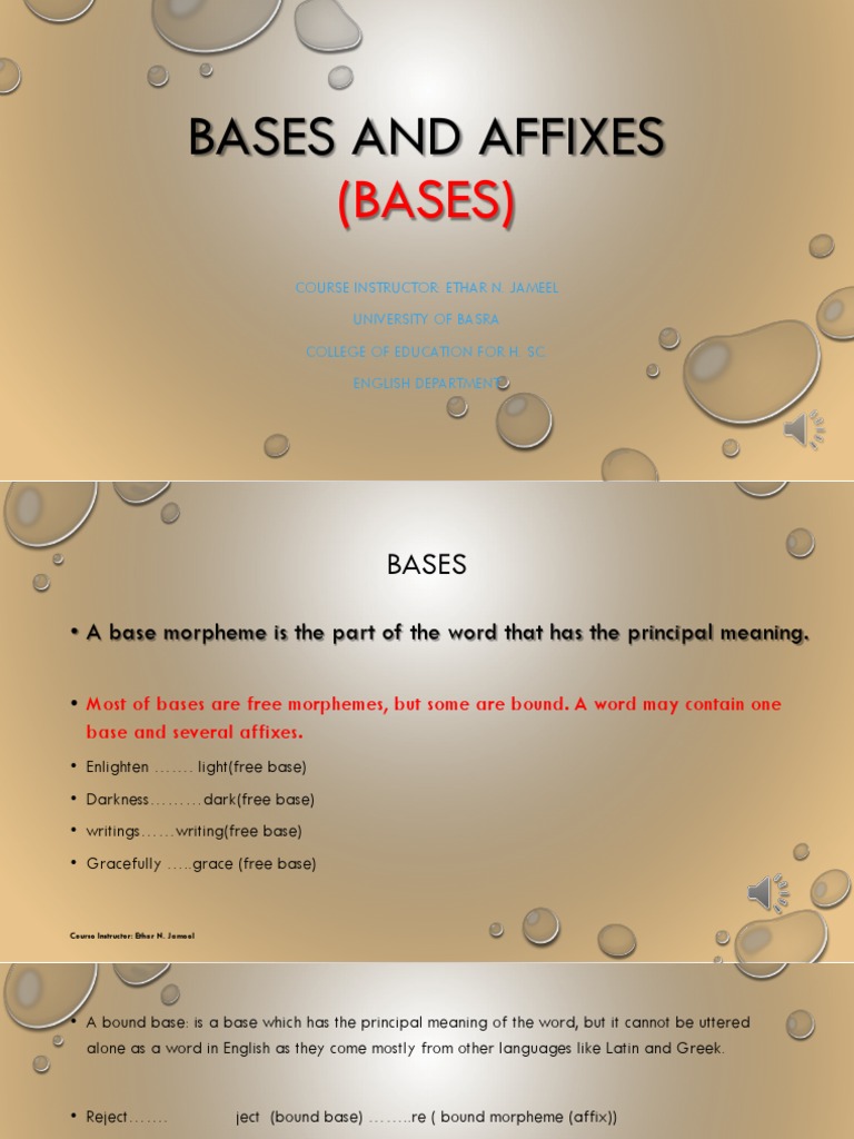 Bases and Affixes | PDF | Language Arts & Discipline