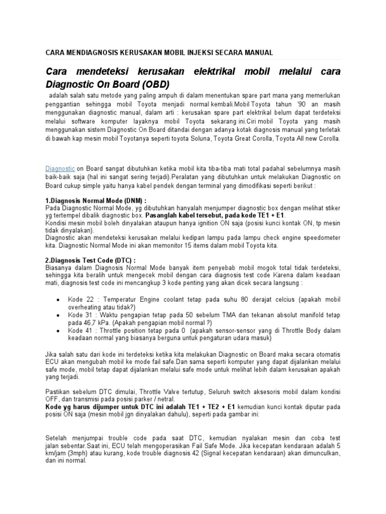 Materi 5 Cara Mendiagnosis Kerusakan Mobil Injeksi Secara Manual | PDF
