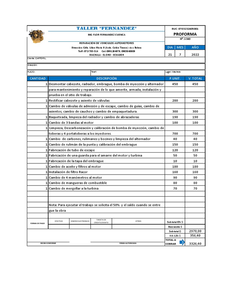 Proforma Cartopel | PDF | Bienes manufacturados | Ingeniería mecánica