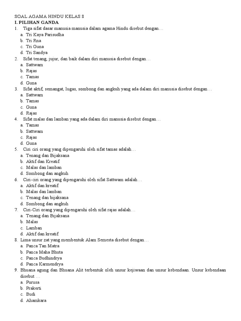 Tri Guna dan Panca Maha Bhuta dalam Agama Hindu | PDF