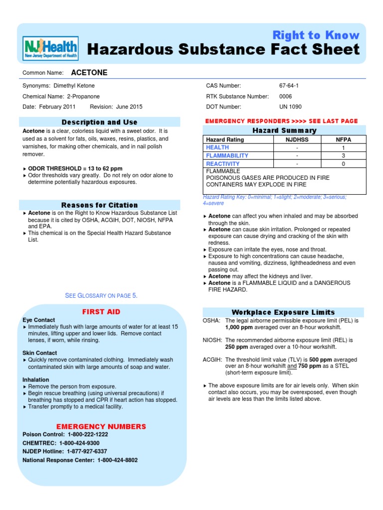 Hazardous Substance Fact Sheet: Right To Know | Download Free PDF ...