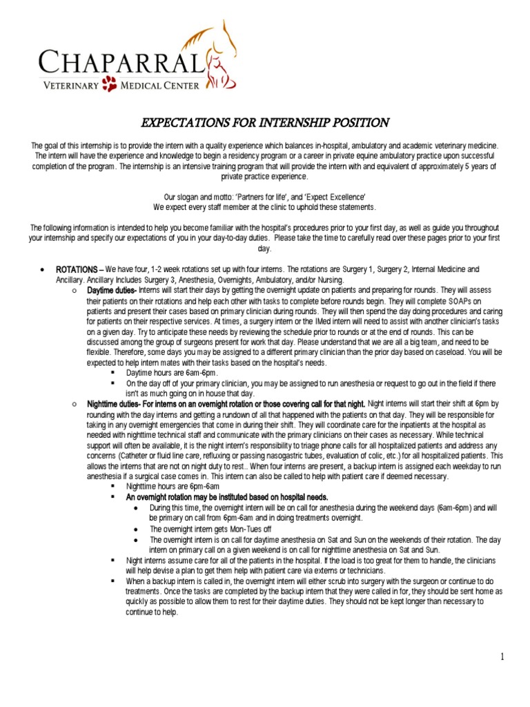 Internship Duties and Expectations 2022 | Download Free PDF | Patient ...