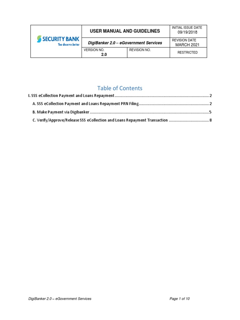 User Manual and Guidelines: Digibanker 2.0 - Egovernment Services | PDF ...